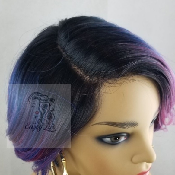Accessories | Sexy Human Hair Multi Colorful Bob Wig Round Part | Poshmark